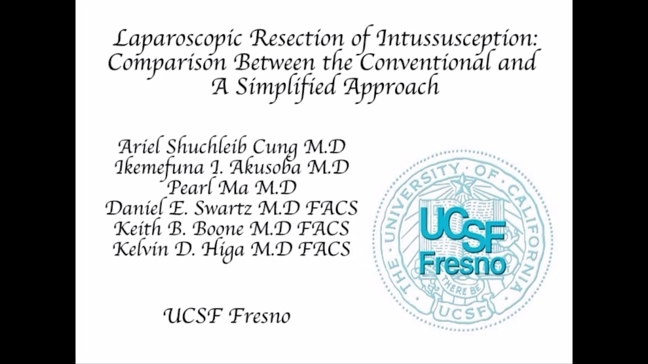 Laparoscopic Resection of Intussusception - Comparison Between the ...