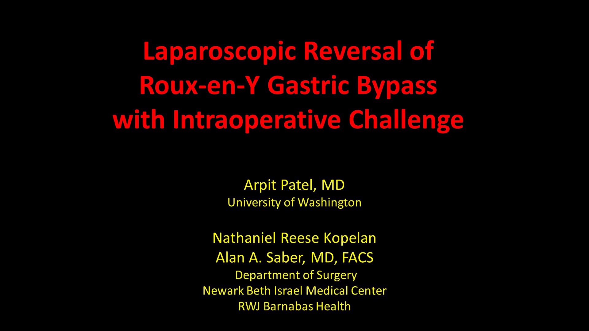 Laparoscopic Reversal Of Roux En Y Gastric Bypass with an ...