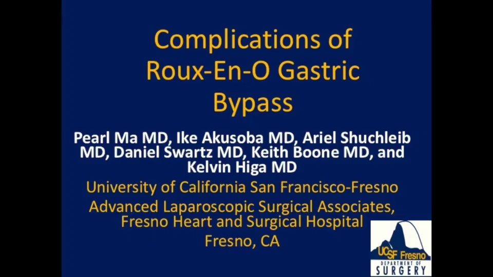 Complications of Roux-En-O Gastric Bypass - American Society for ...