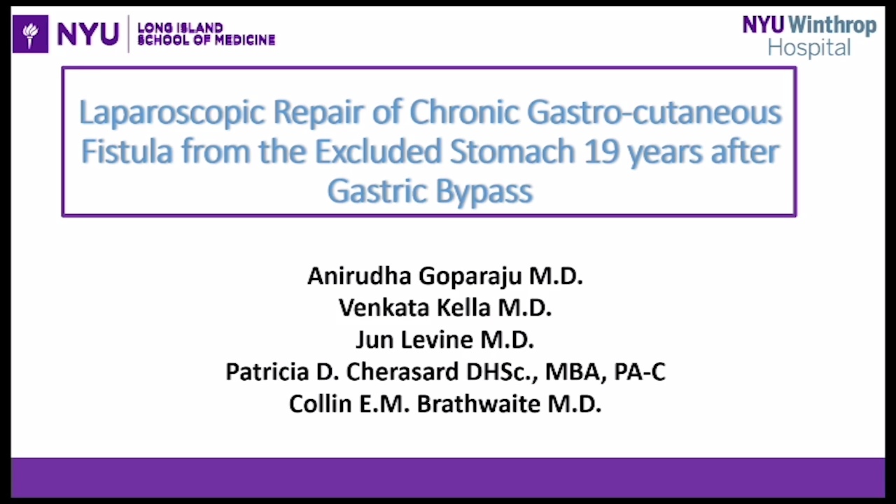Laparoscopic Repair of Chronic Gastro-Cutaneous Fistula from the ...