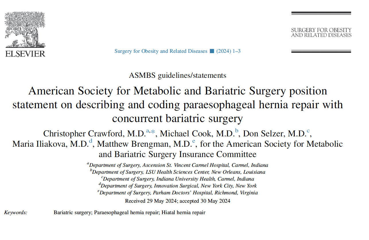 American Society for Metabolic and Bariatric Surgery position statement ...